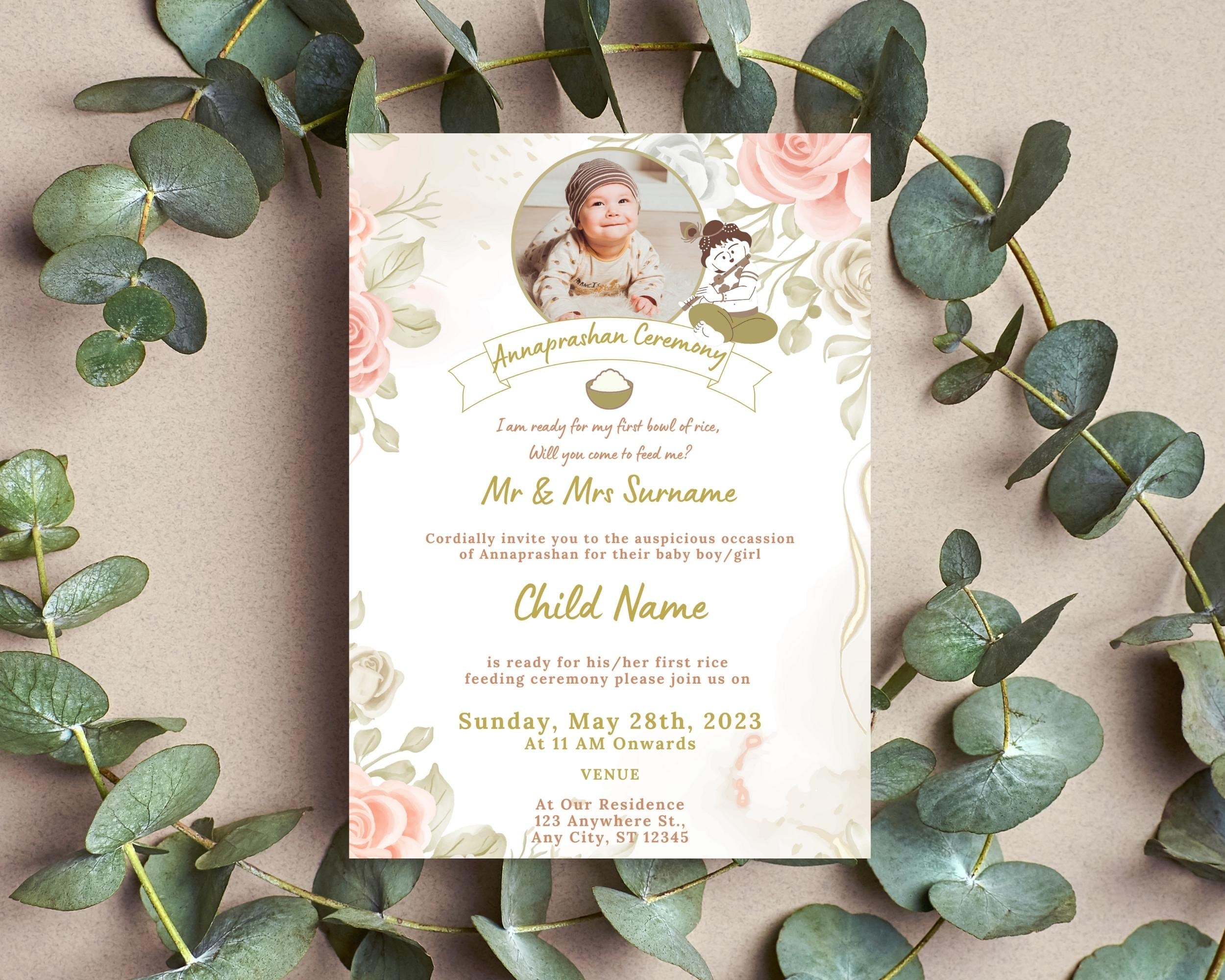 Editable Annaprashan Invitation Card Annaprashan Ceremony - Etsy UK