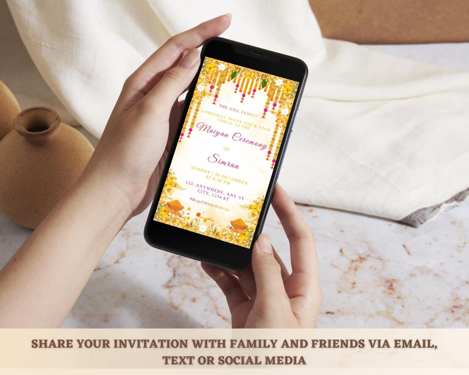 Maiyan Ceremony Invitation Card: Haldi Night, Pithi Ceremony (digital ...