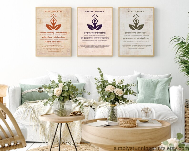 Meditation Mantra Set in Vintage Paper Background Mantra Set for Kids ...