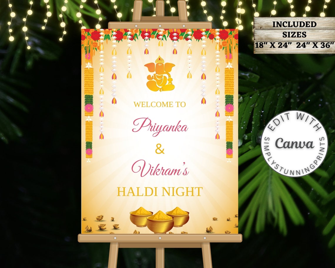 Haldi Ceremony Welcome Sign as Pithi Sign Indian Haldi Decor Wedding ...