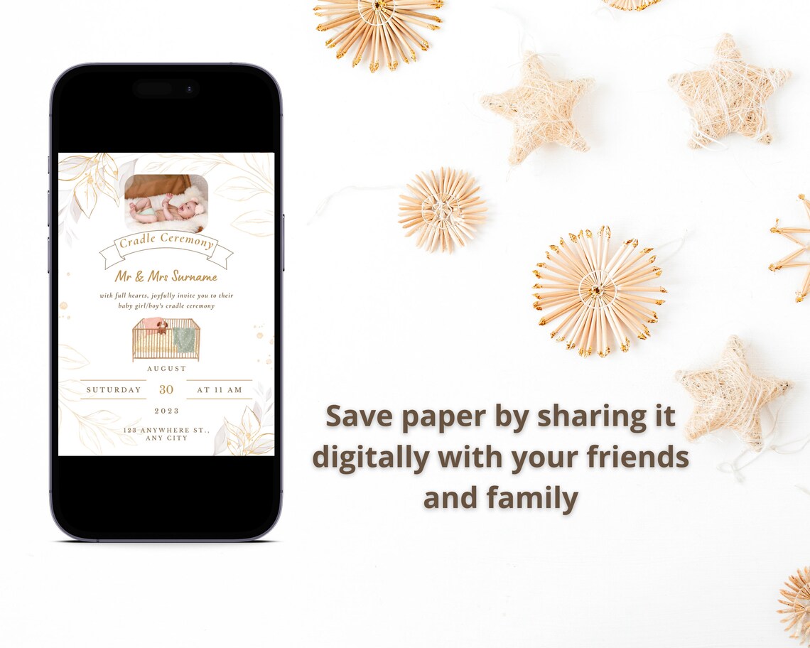 Editable Cradle Ceremony Invitation Card Baby Cradle Photo Invitation ...