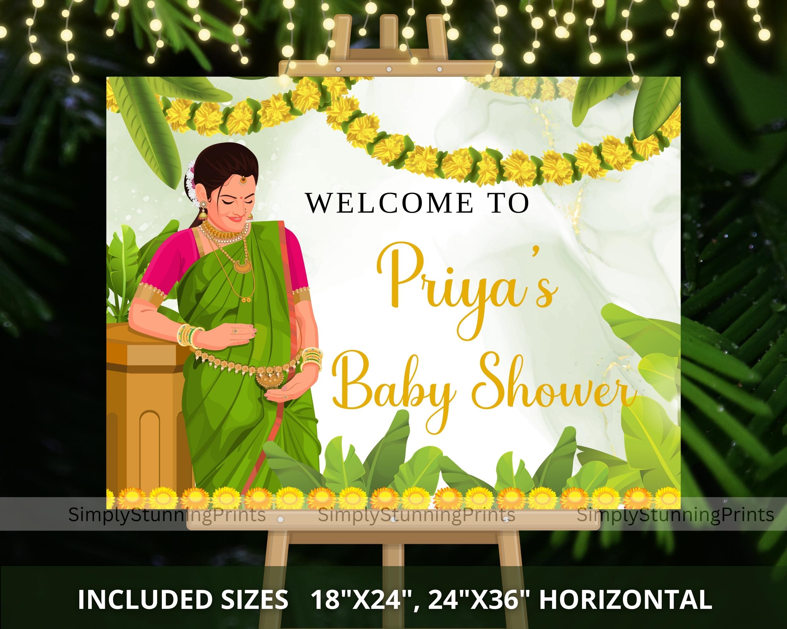 Indian Baby Shower Welcome Sign | Godh Bharai Welcome Sign ...