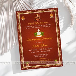 Upanayanam Ceremony Invitation Card: Traditional Thread Ceremony ...