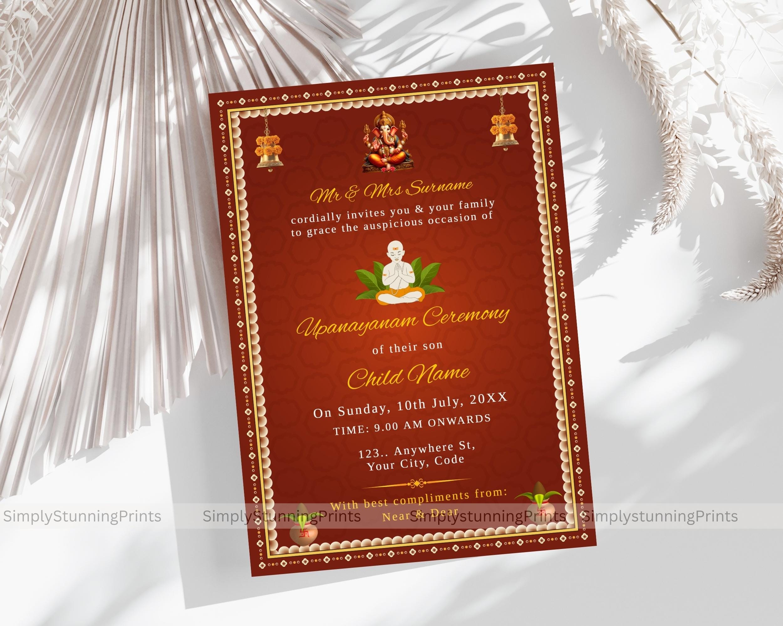 Thread Ceremony Invitation Card | Janoi Ceremony Invite | Upanayanam ...