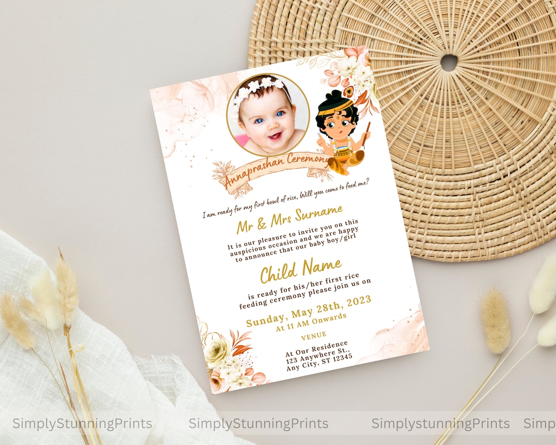 Editable Annaprashan Invitation Card Weaning Ceremony Invite Mukhe ...