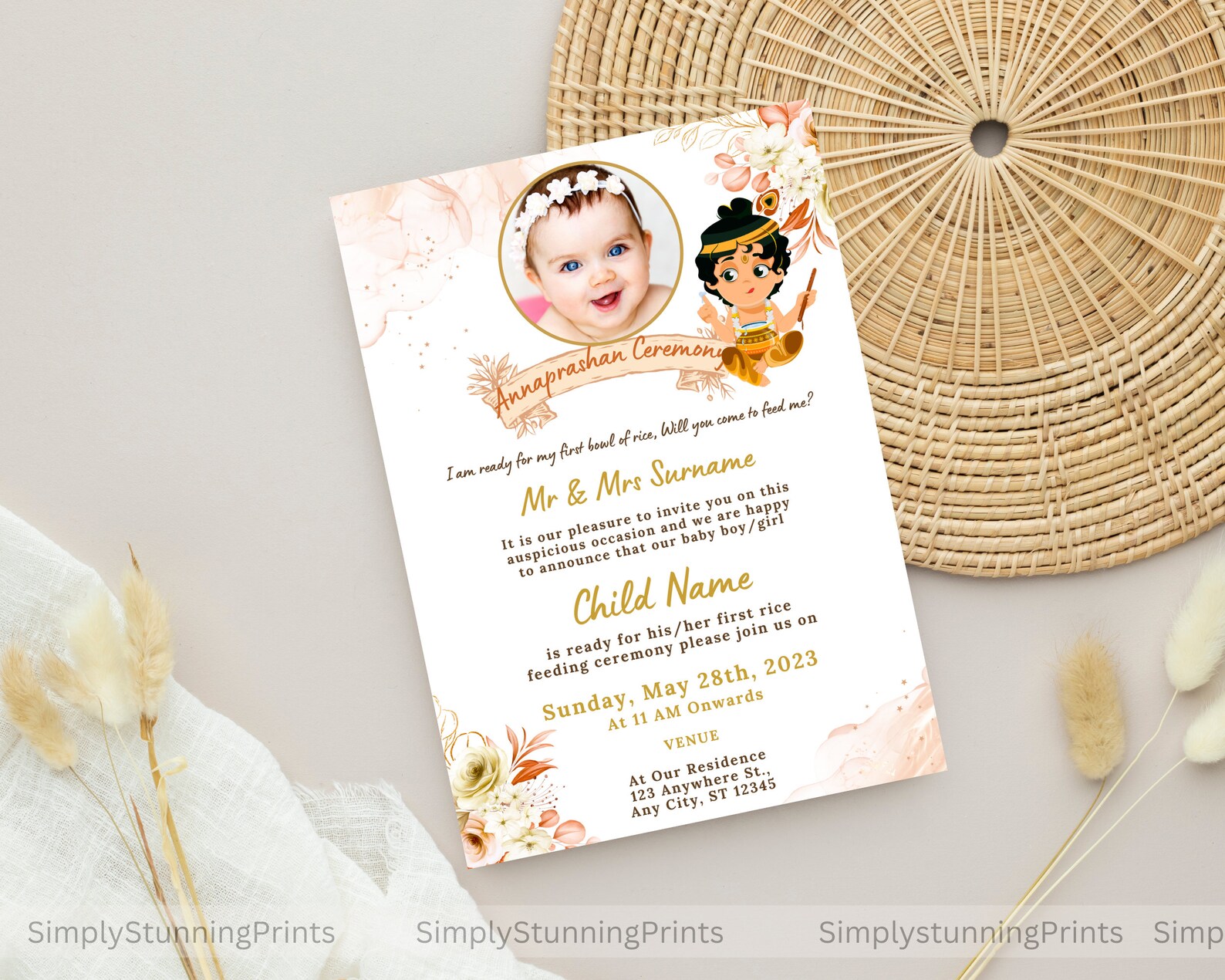 Editable Annaprashan Invitation Card Weaning Ceremony Invite Mukhe ...