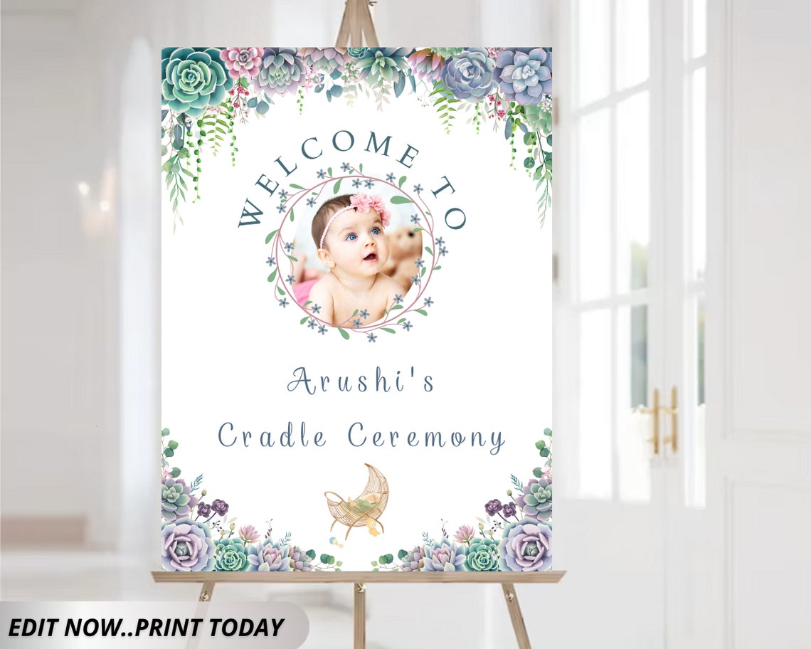 Editable Baby Cradle Welcome Sign Naming Ceremony Entry Sign - Etsy