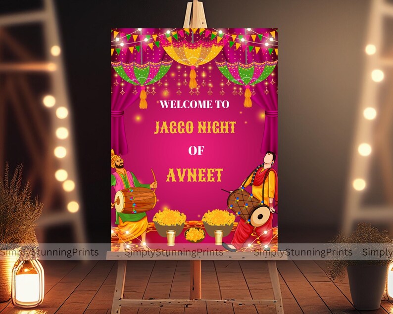 Jaggo Night Welcome Sign: Sikh Wedding Poster (digital Download) - Etsy