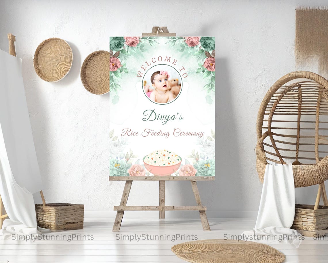 Rice Feeding Ceremony Welcome Sign Rice Weaning Welcome Sign Rice ...