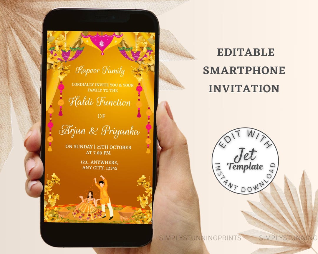 Indian Haldi Invitation Template Pithi Invitation as Maiyan Invite ...