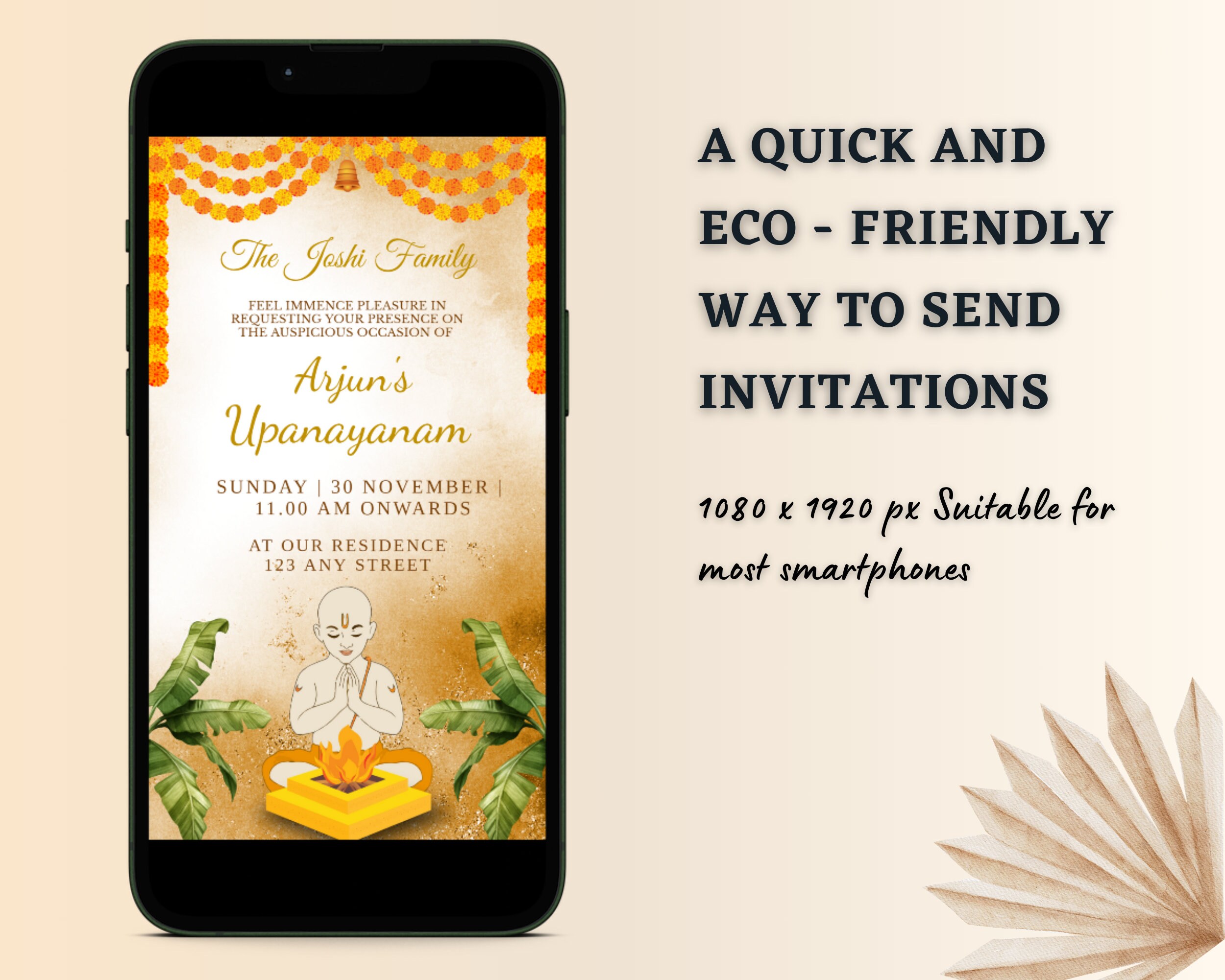 Upanayanam Ceremony Invitation: Traditional Thread Ceremony, Digital ...