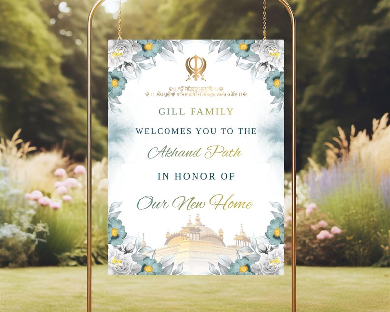 Sikh Welcome Sign: Akhand Path Housewarming Decor (digital Download) - Etsy