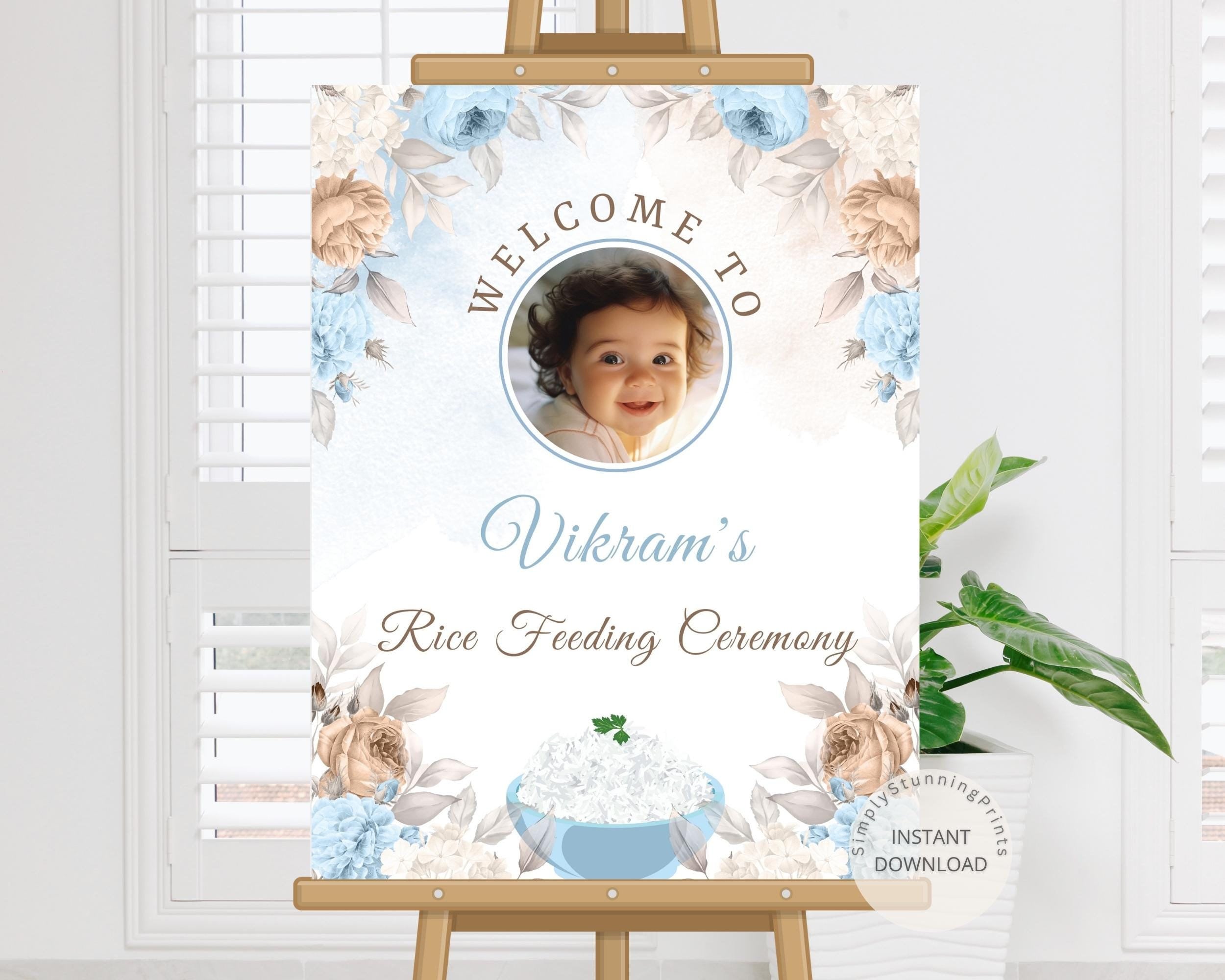 Rice Feeding Ceremony Welcome Sign Boy | Rice Feeding Decoration Sign ...