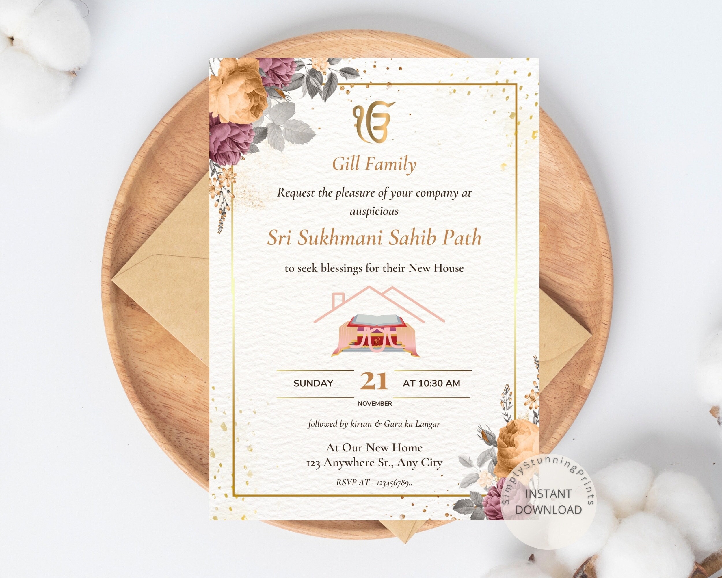 Sukhmani Sahib Path Invitation Card Sikh House Warming Invitation ...