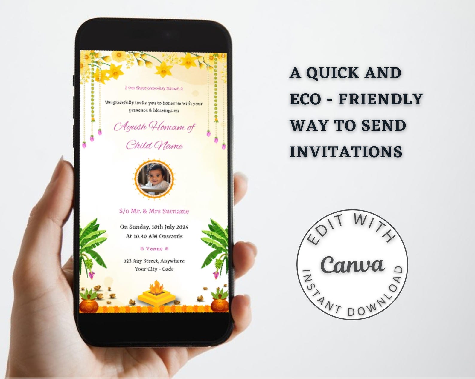 Ayush Homam Ceremony Invitation | Auyushya Homa Invitation Card | Baby ...