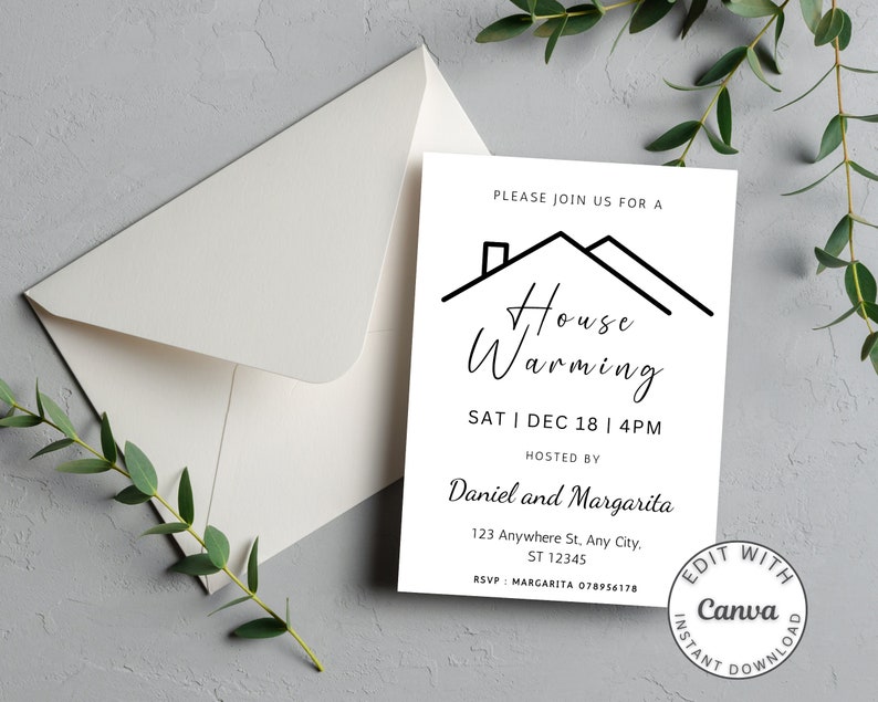 Editable House Warming Invitation Housewarming Party Invite Minimalist ...