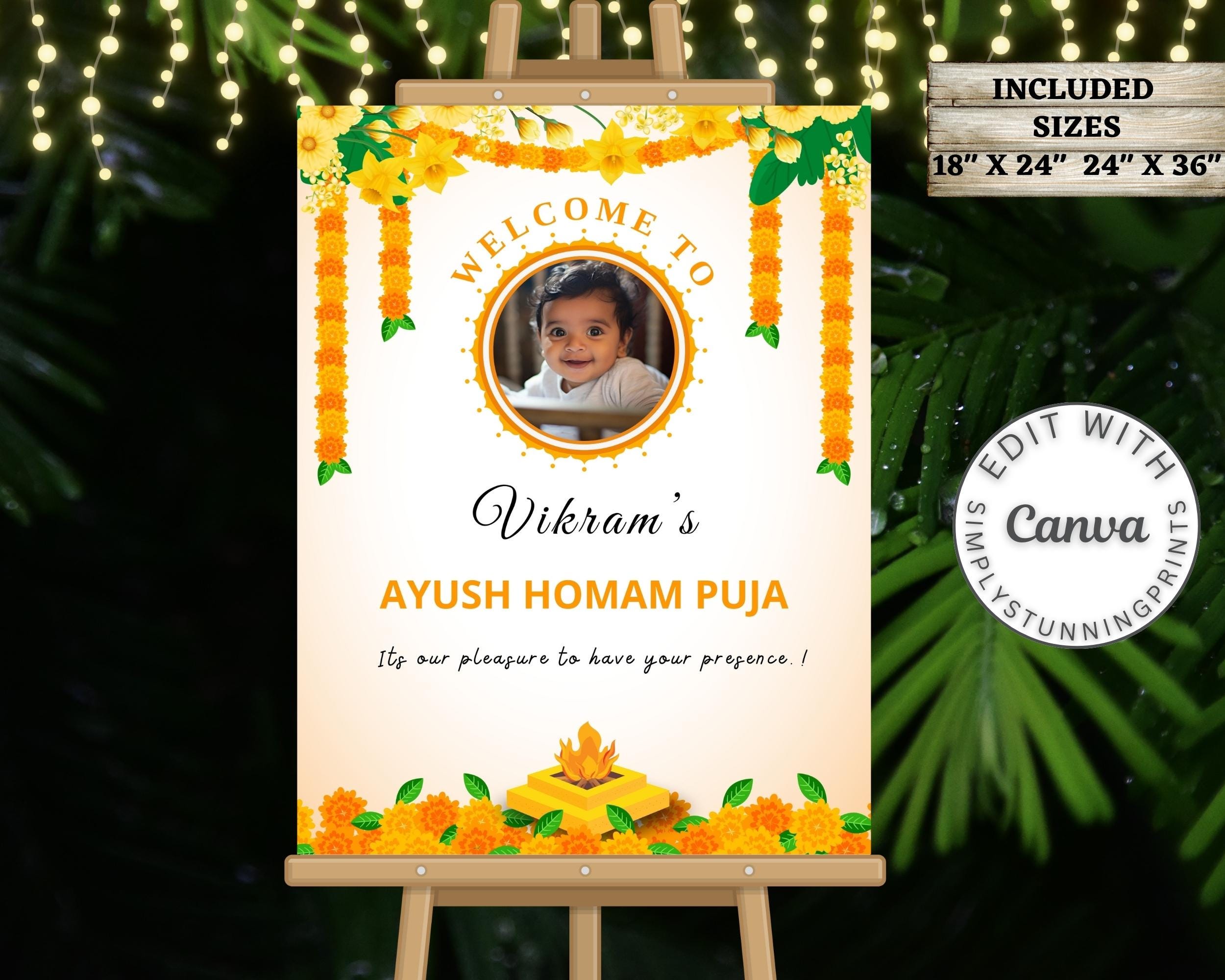 Ayush Homam Ceremony Welcome Sign | Ayush Homan Welcome Poster | Baby ...