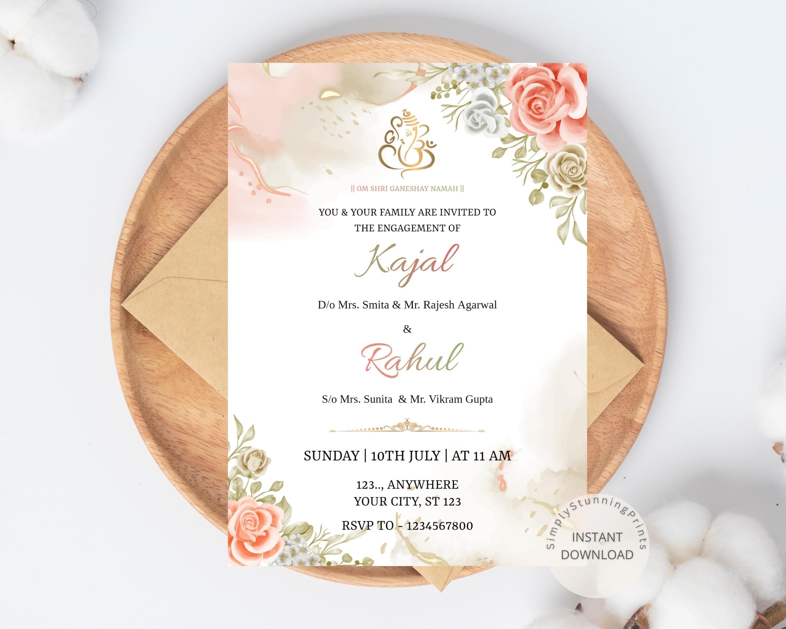 Engagement Invitation Card | Watercolor Engagement Invite | Ring ...