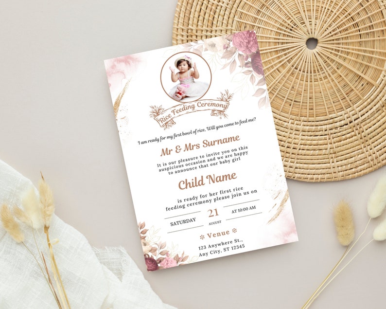 Rice Feeding Invitation Card Girl Annaprasan Ceremony Invite Pasni ...