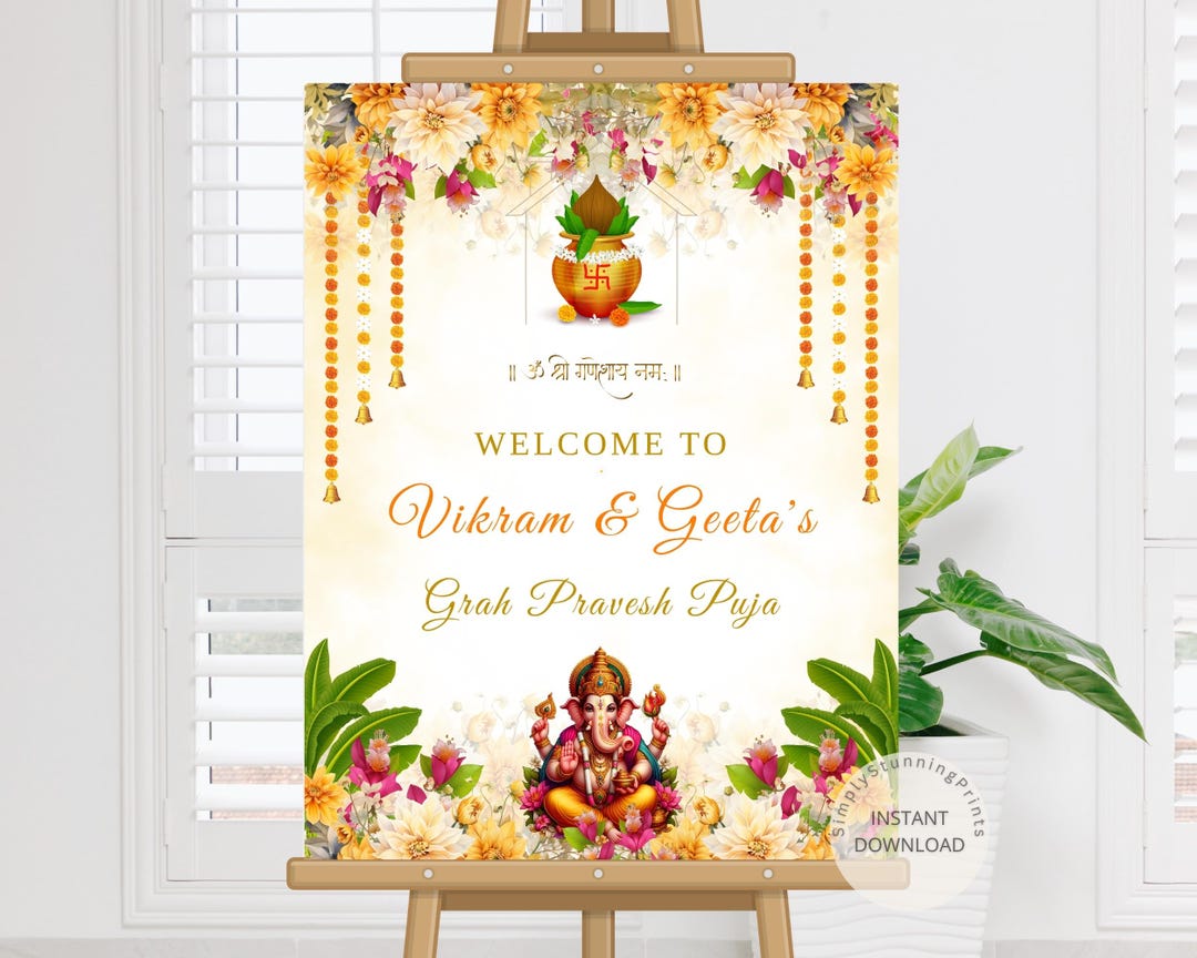 Indian Grah Pravesh Welcome Sign | Housewarming Welcome Sign | Gruha ...