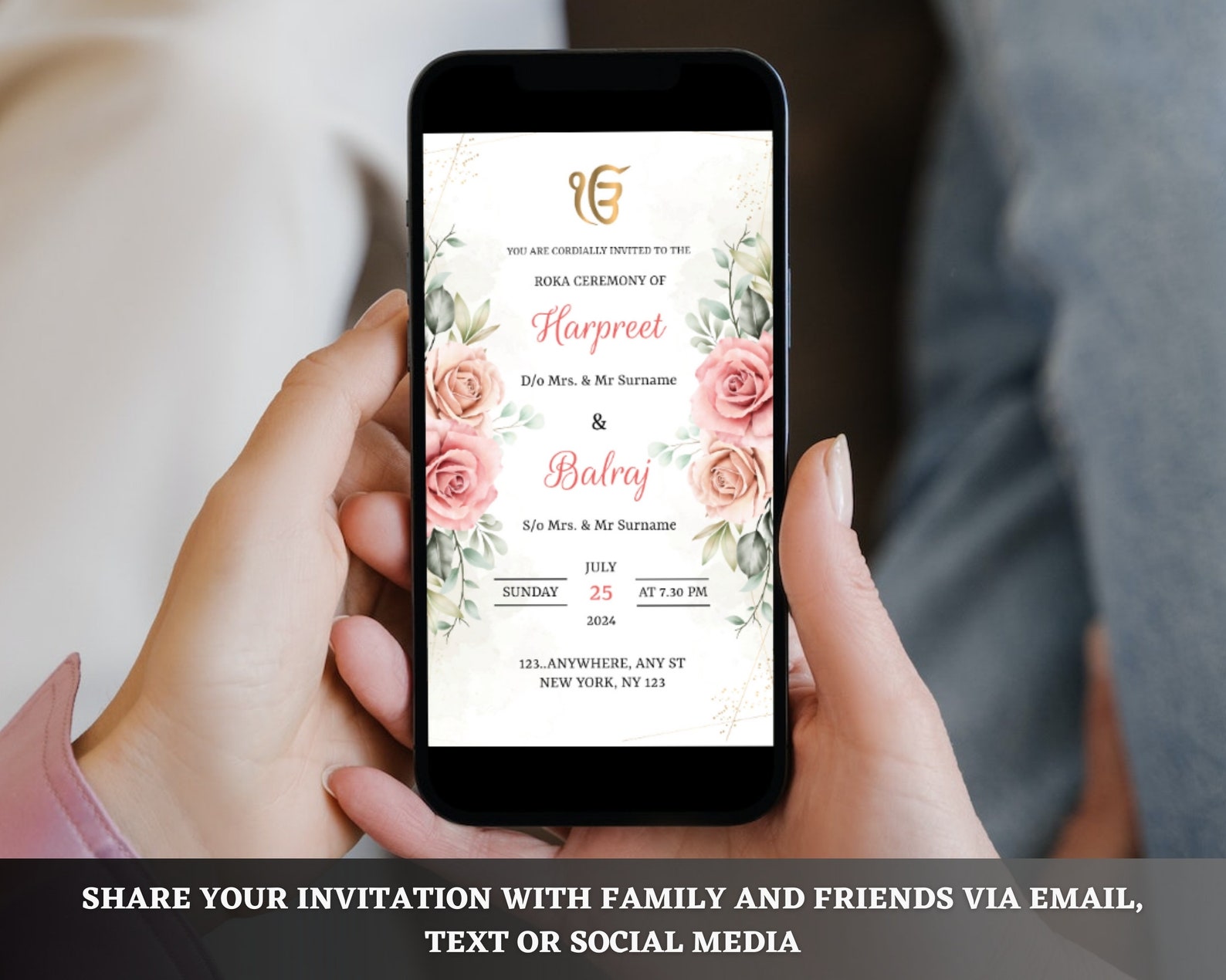 Indian Roka Ceremony Invitation Card as Engagement Card Floral ...