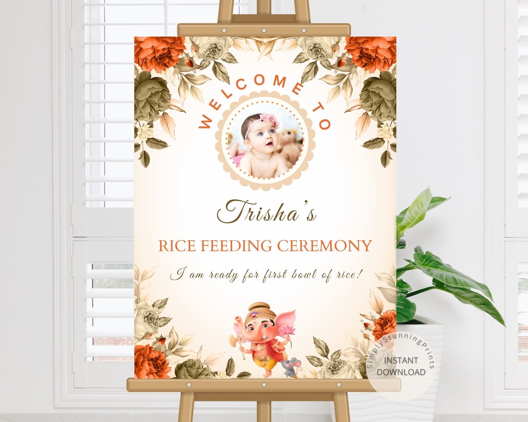 Rice Feeding Ceremony Welcome Sign | Rice Weaning Welcome Sign | Rice ...
