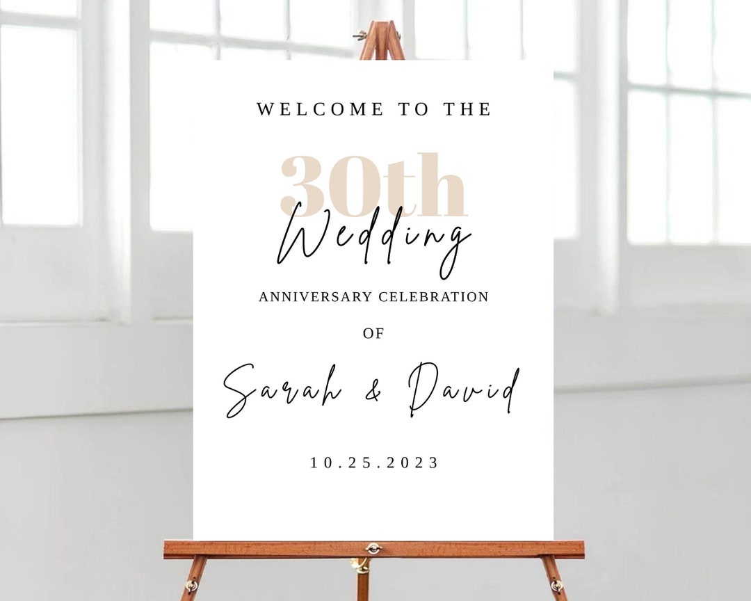 30th Anniversary Welcome Sign Simple & Modern Wedding - Etsy