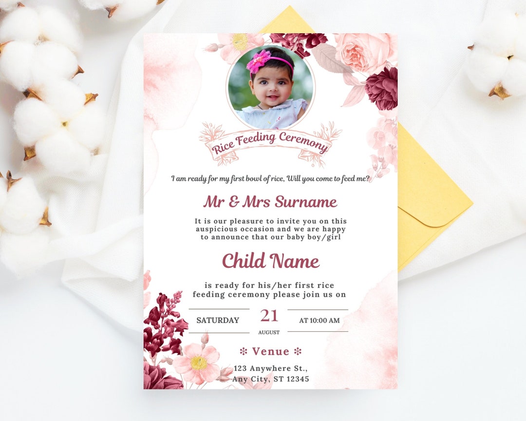 Rice Feeding Invitation Card Annaprasan Ceremony Invite - Etsy