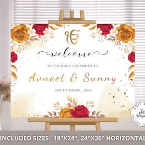 Watercolor Floral Roka Ceremony Welcome Sign: Indian Engagement DIY ...
