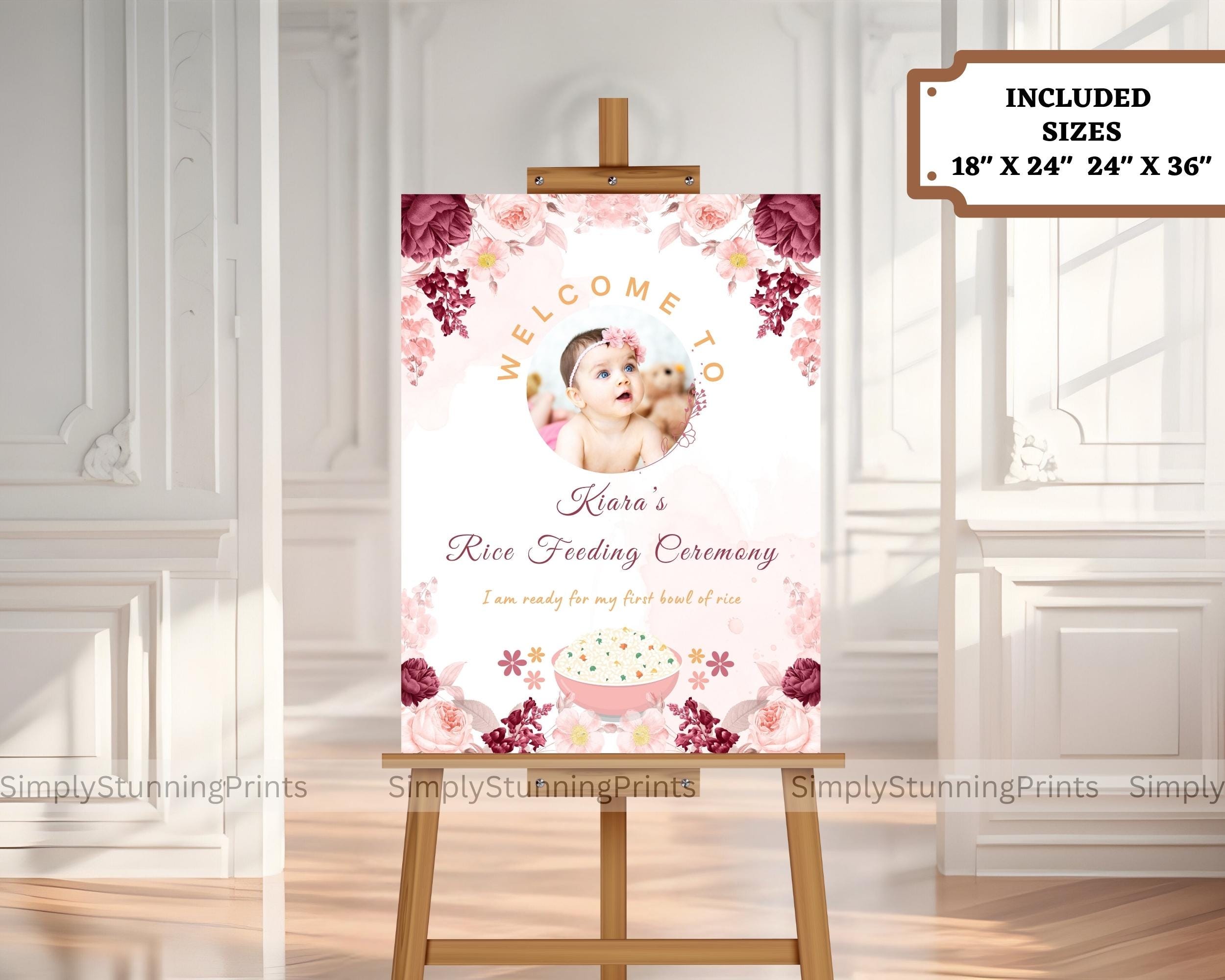 Rice Feeding Ceremony Welcome Sign: Editable Annaprasan Poster (digital ...