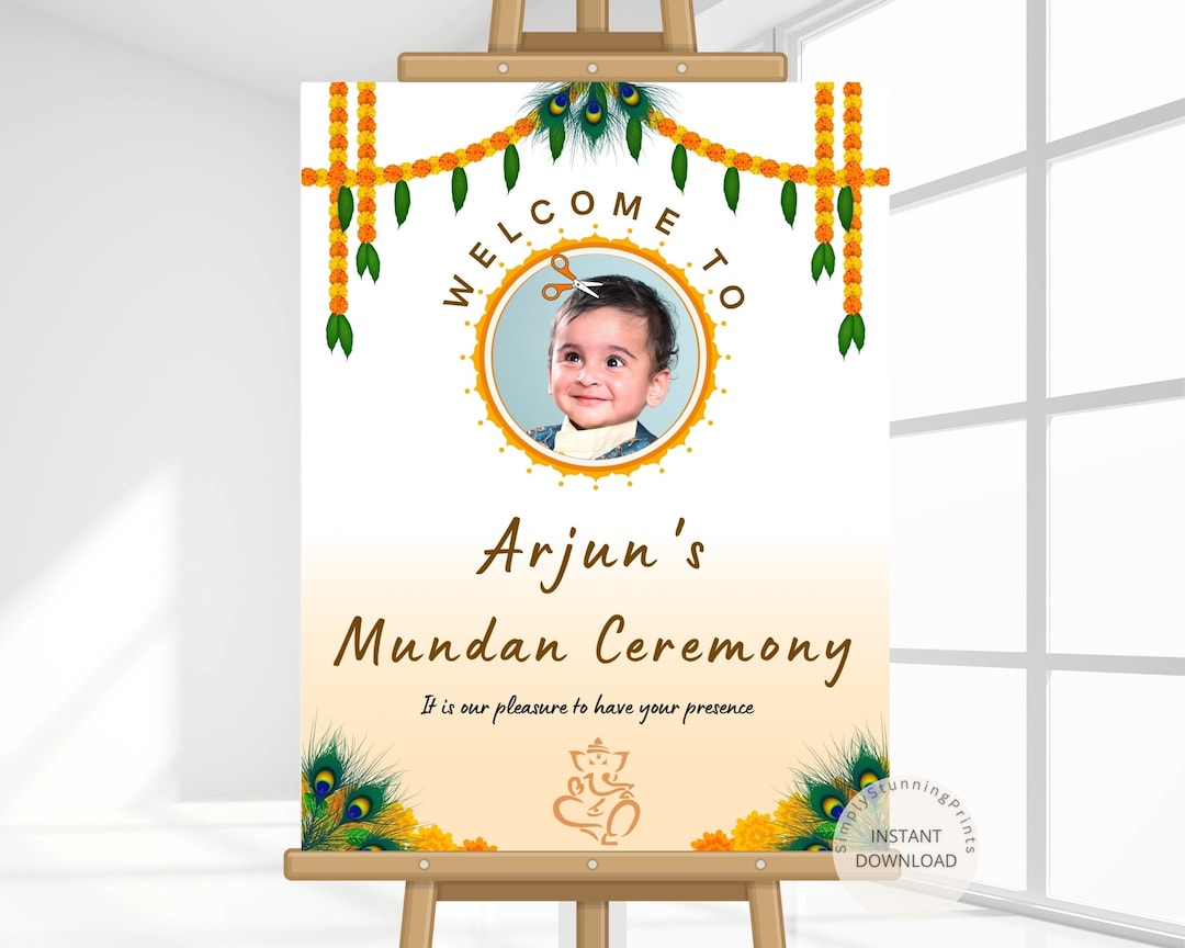 Editable Mundan Welcome Sign | Mundan Ceremony Entry Sign | Chola ...