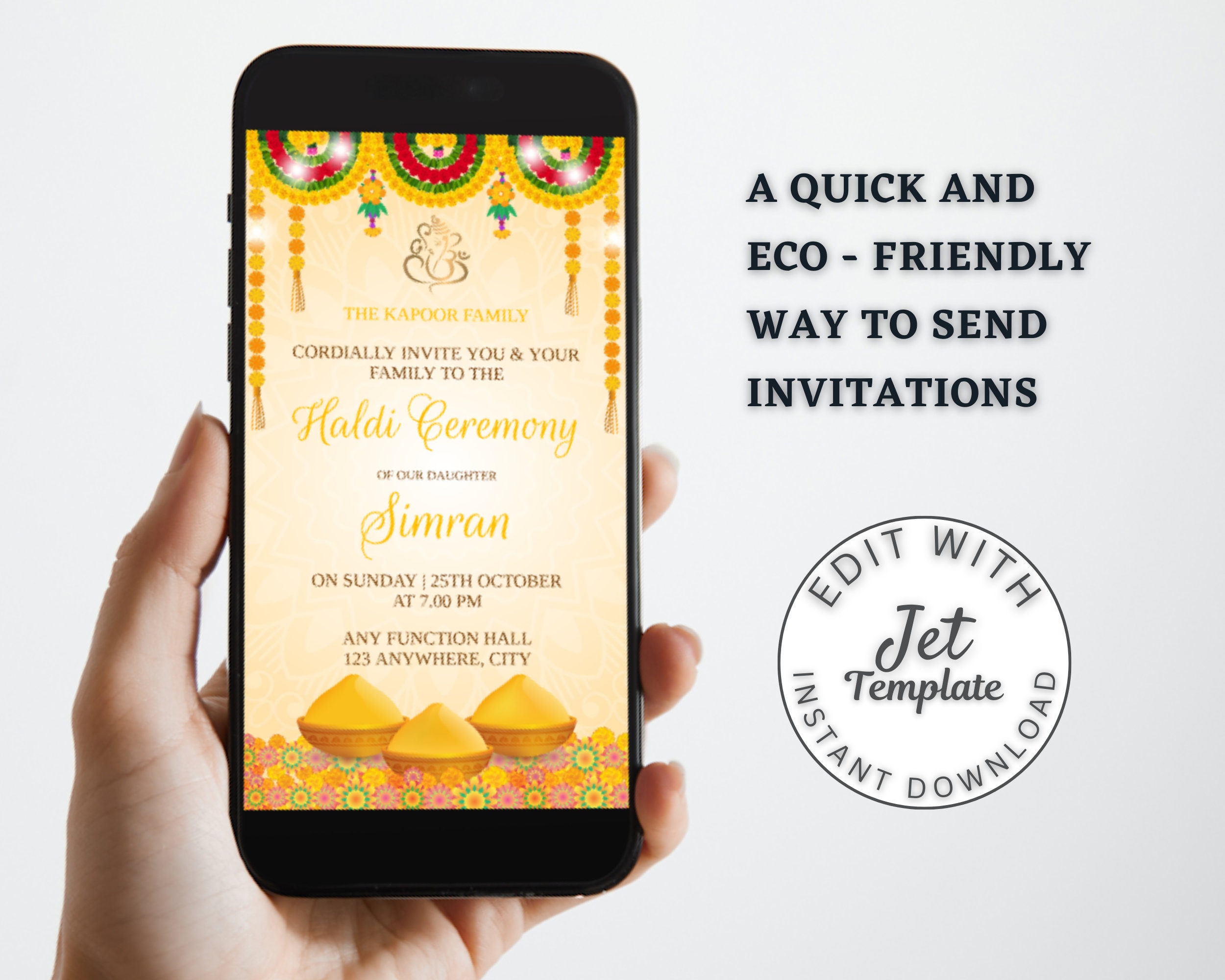 Indian Haldi Invitation Card Pithi Ceremony Invitation Maiyan Invite ...