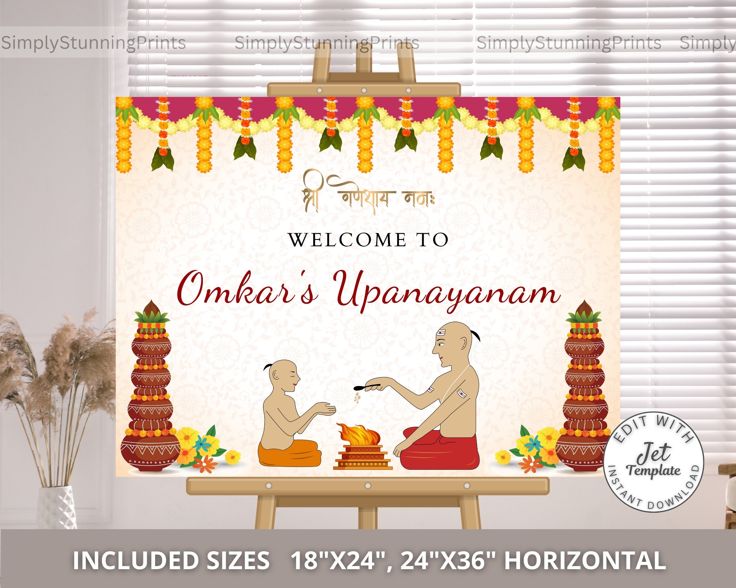 Upanayanam Ceremony Welcome Sign Thread Ceremony Sign Janoi Ceremony ...