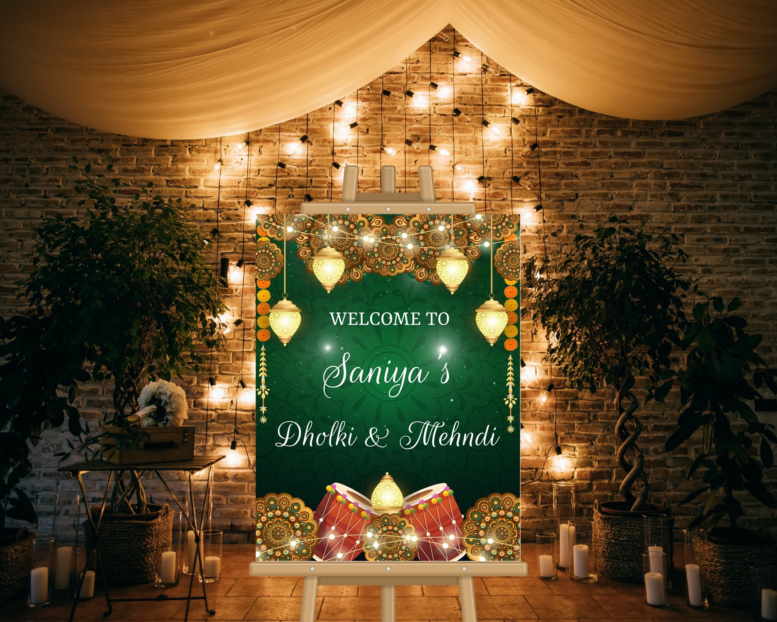 Dholki & Mehndi Night Welcome Sign Wedding Dholki Decor Dholak Welcome ...