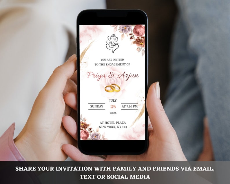 Indian Engagement Invitation Card Floral Engagement Invite Ring ...