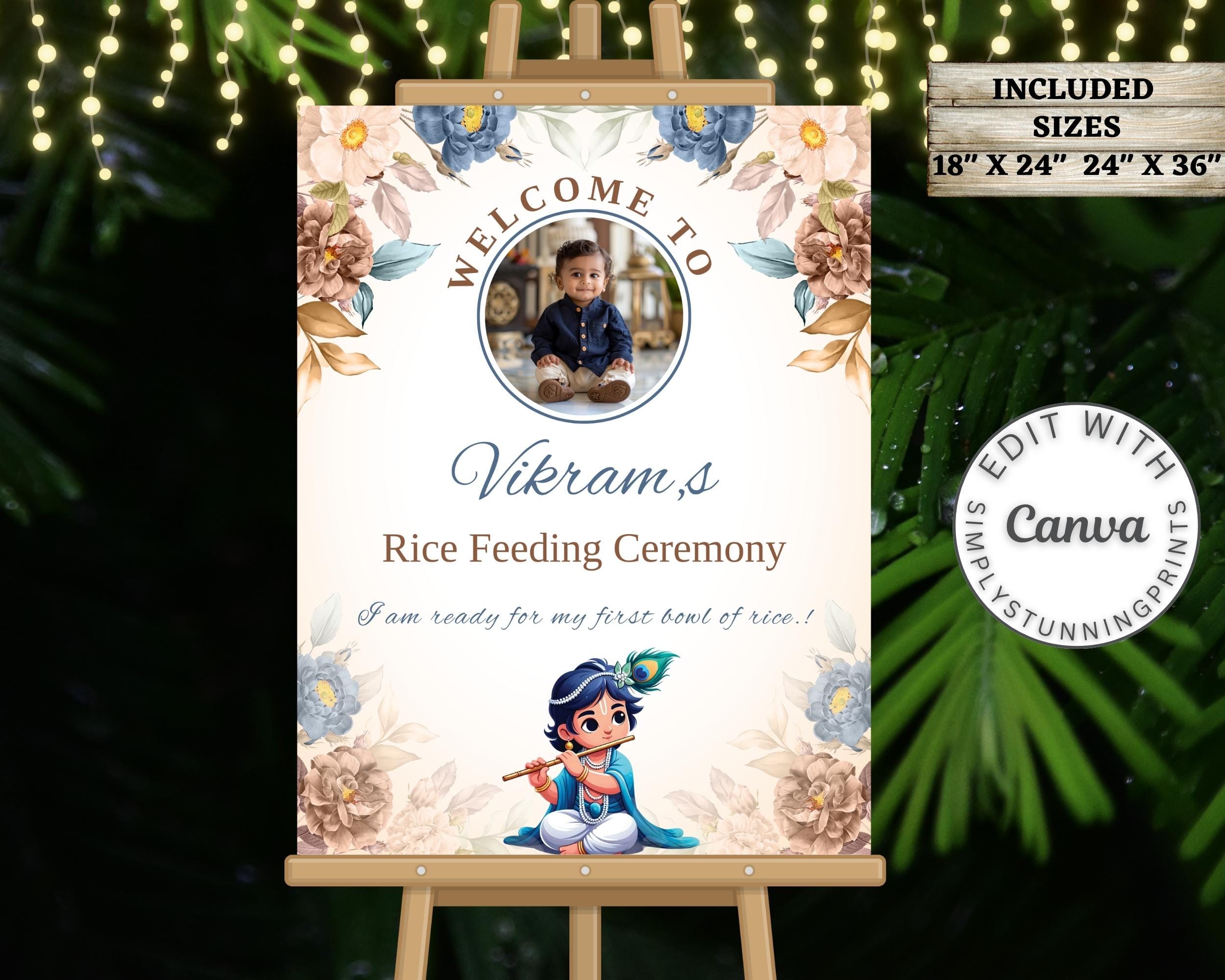 Rice Feeding Ceremony Welcome Sign | Annaprashan Welcome Sign | Rice ...
