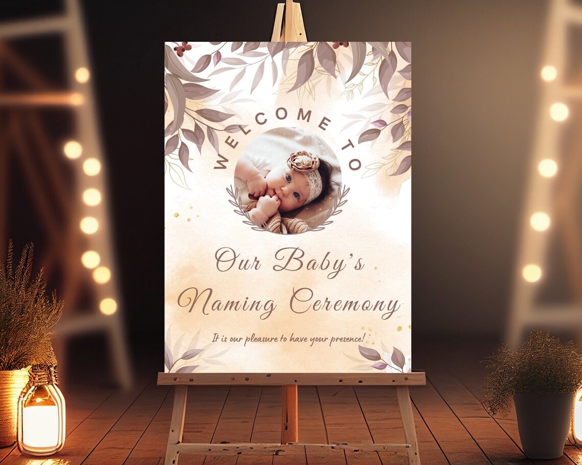 Naming Ceremony Photo Welcome Sign Naming Day Entry Sign Cradle Welcome ...