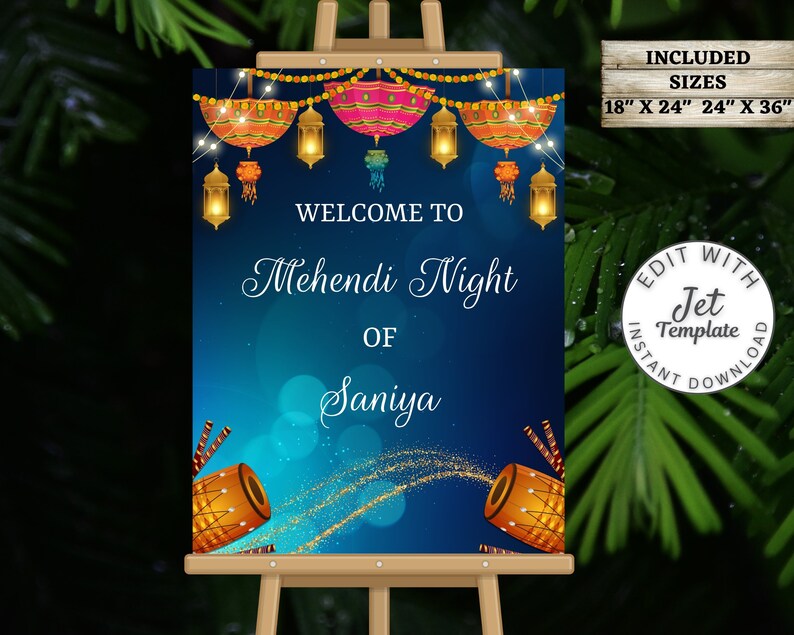 Indian Mehndi Welcome Sign Wedding Mehendi Entrance Decoration Welcome ...