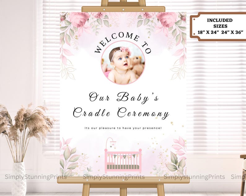 Baby Cradle Ceremony Welcome Sign Girl | Naming Ceremony Entry Sign ...