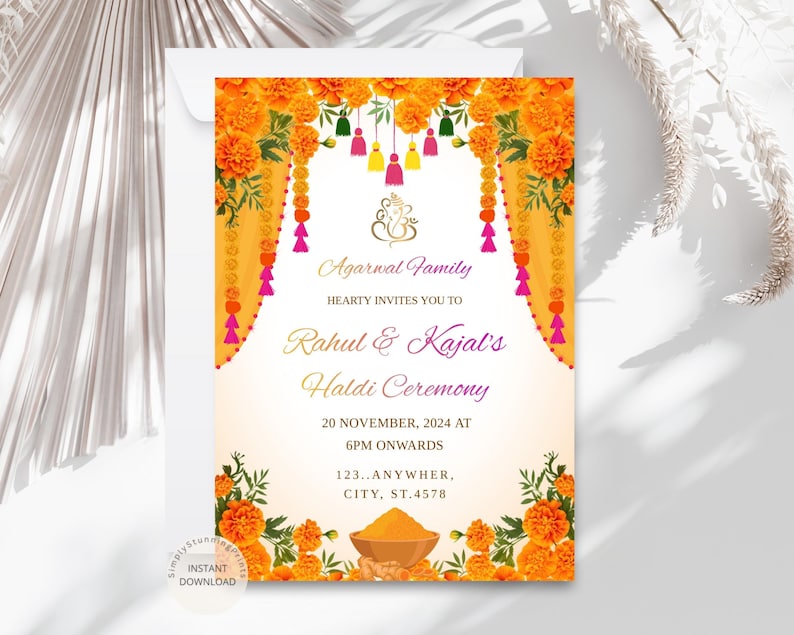 Editable Haldi Ceremony Invitation: Indian Haldi Night Card (digital ...