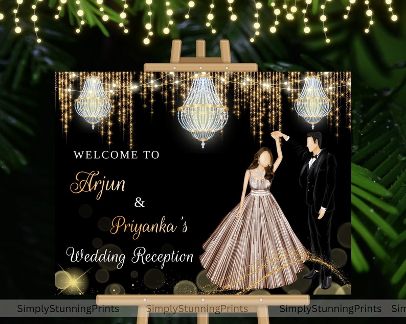 Wedding Reception Welcome Sign Indian Reception Night Sign Wedding ...