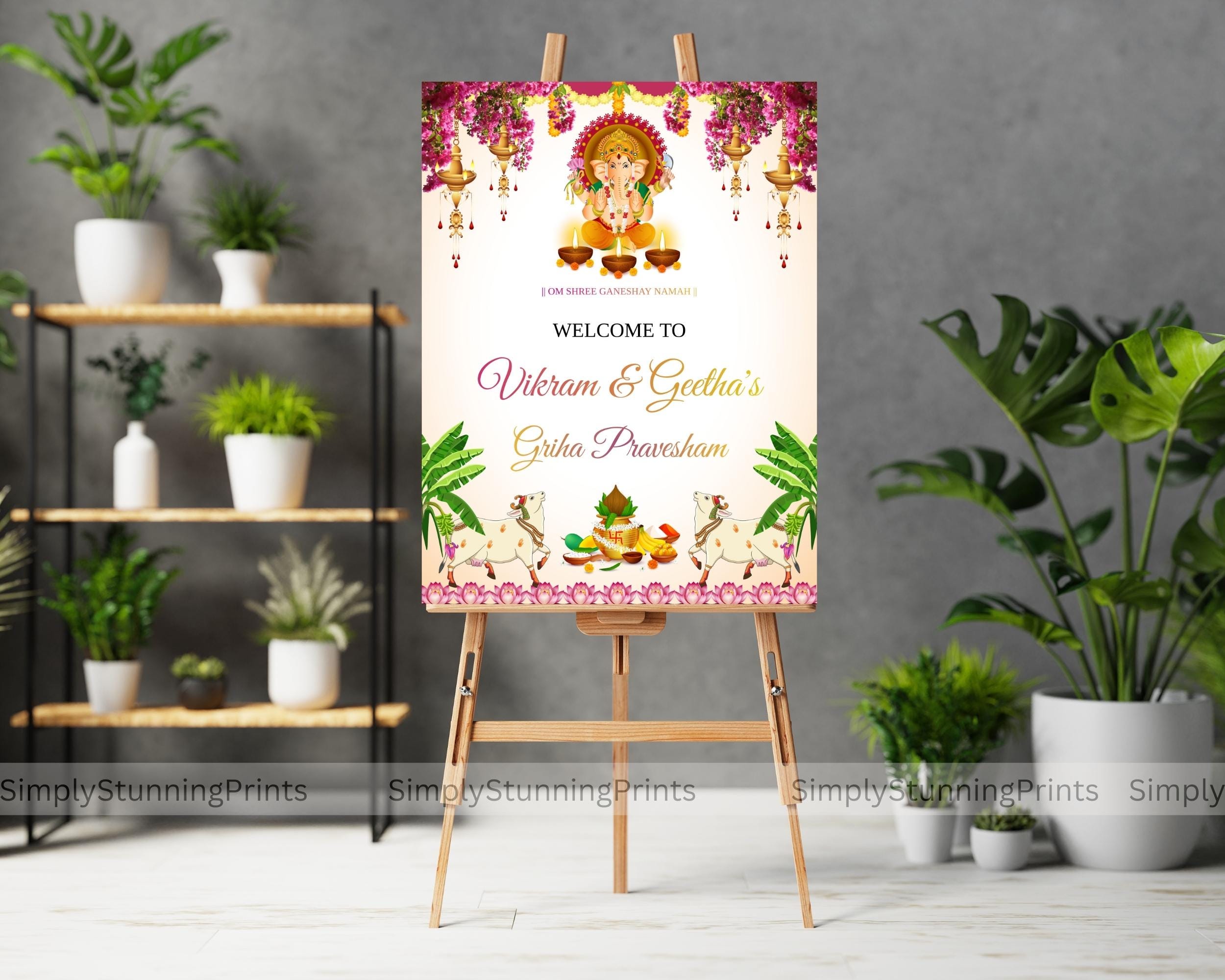 Indian Graha Pravesh Welcome Sign: Housewarming Decor (editable Digital ...