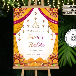 Haldi Ceremony Welcome Sign as Pithi Sign Indian Haldi Decoration Sign ...