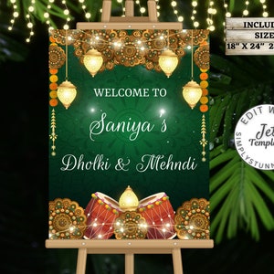 Dholki & Mehndi Night Welcome Sign | Wedding Dholki Decor | Dholak ...