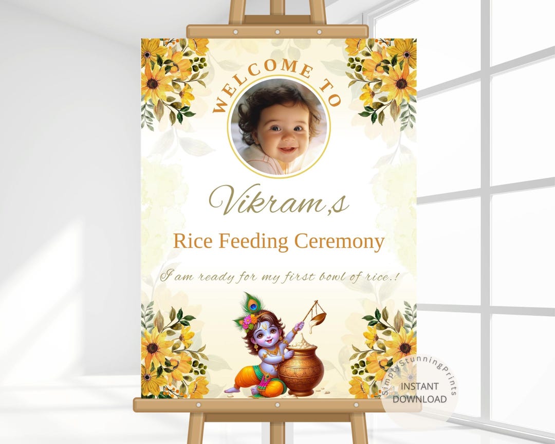 Rice Feeding Ceremony Welcome Sign | Annaprashan Welcome Sign | Rice ...