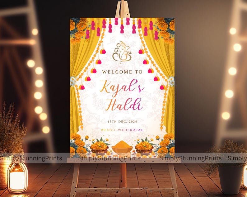 Haldi Ceremony Welcome Sign: Indian Wedding Decor (digital Download) - Etsy