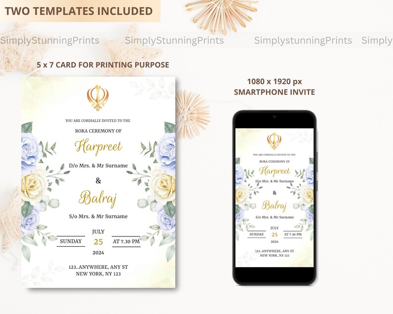 Indian Roka Ceremony Invitation Card as Engagement Card Floral ...