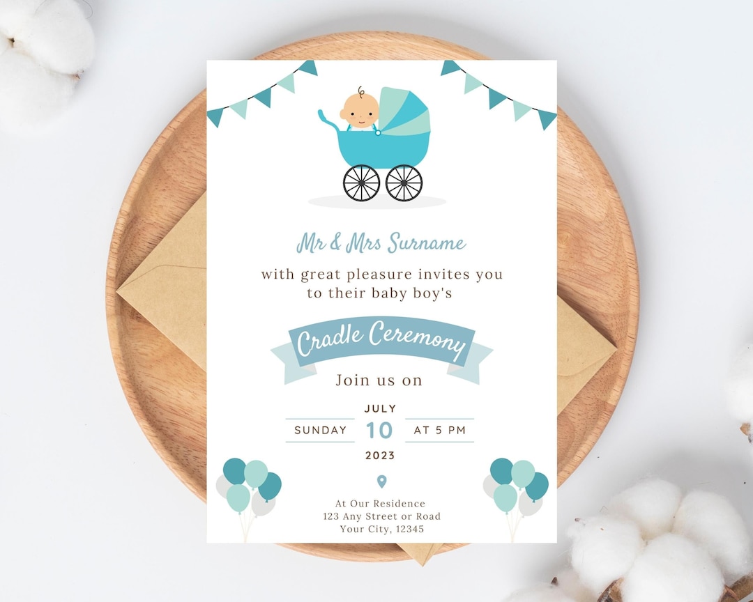Cradle Ceremony Invitation for Baby Boy Naming Ceremony - Etsy