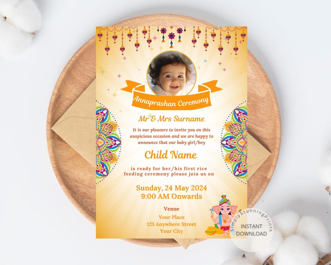 Annaprashan Invitation Card | Colourful Annaprashan Ceremony Invite ...