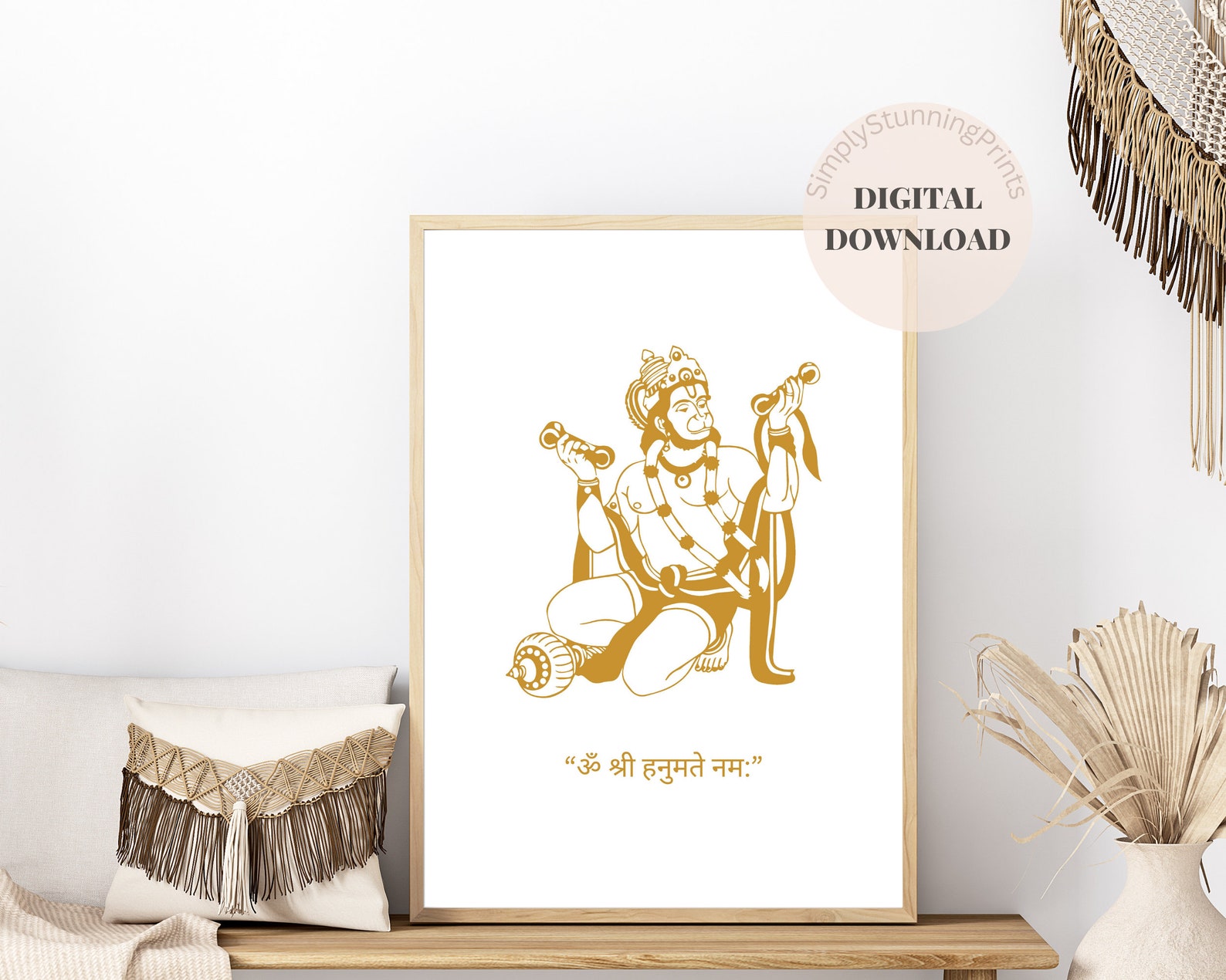 Lord Hanuman Print Companion of the Lord Rama Haumnaji Mantra Print ...